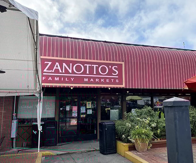 The welcoming entrance to Zanotto's, where grocery shopping takes a delicious detour through sandwich paradise.