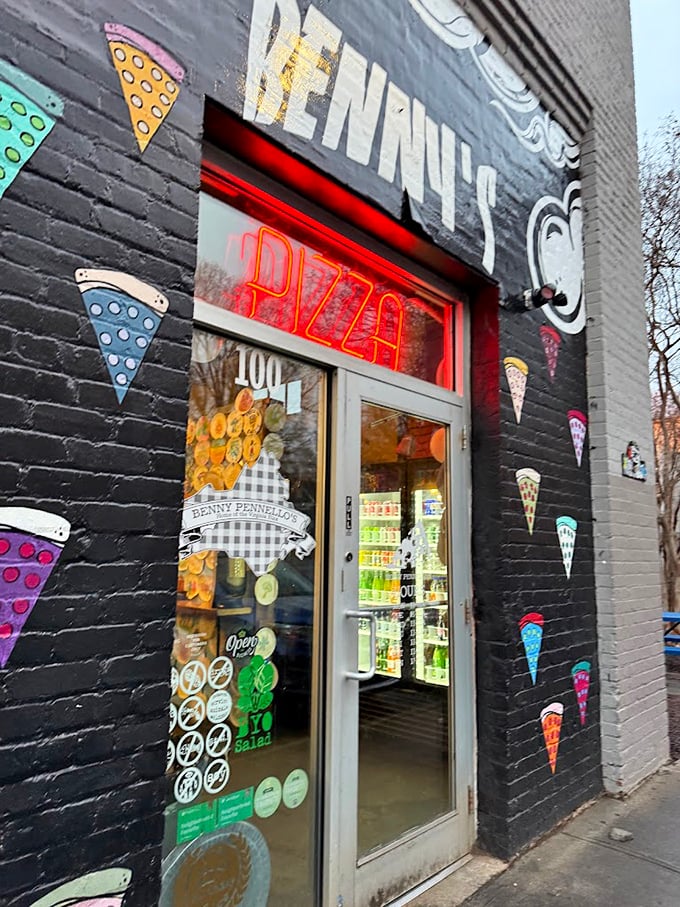 Black brick, bright colors, and big pizza dreams - this Charlotte spot wears its heart proudly. 