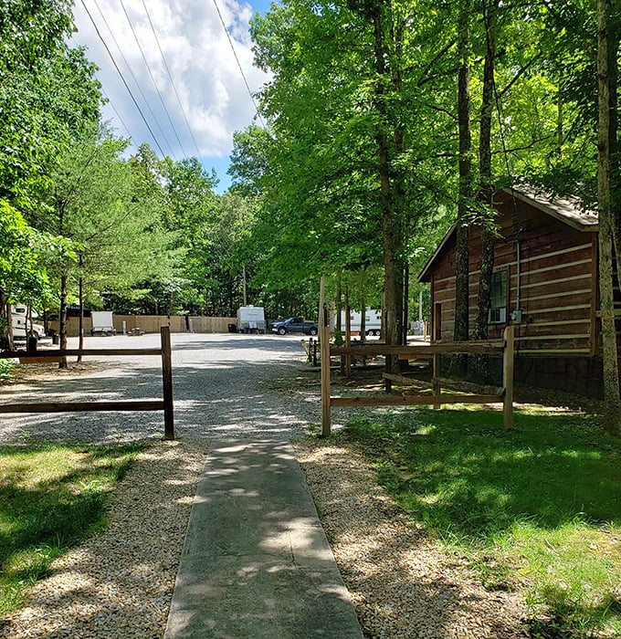 This rustic cabin retreat in Crossville whispers promises of morning coffee on the porch and evenings under the stars.