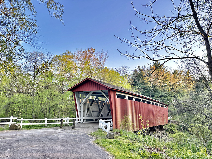 Those weathered beams have witnessed generations of footsteps. No cars allowed on this historic catwalk!