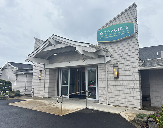 The welcoming entrance to Georgie's promises seafood with a view &ndash; and delivers on both counts magnificently.