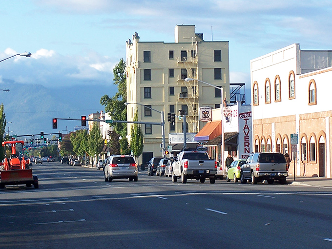 "Main Street memories in the making! That mountain backdrop turns an ordinary errand run into a scene worth framing."