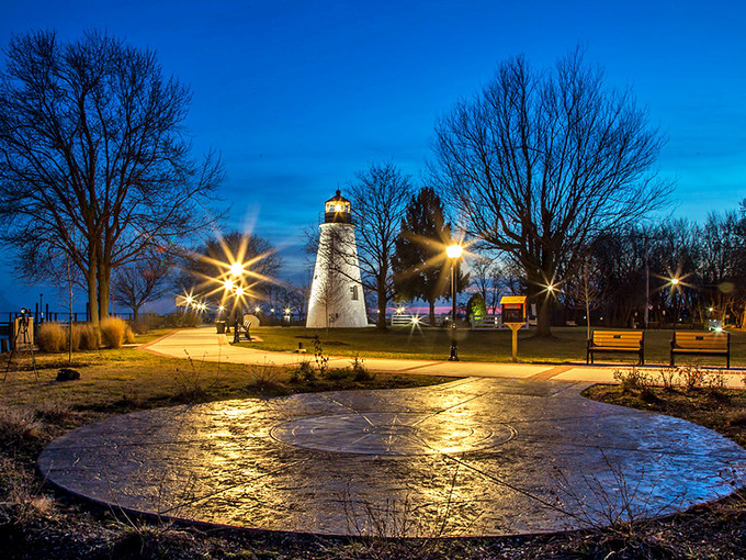 Evening lights dance on Havre de Grace's harbor, creating magic that money simply cannot buy. 