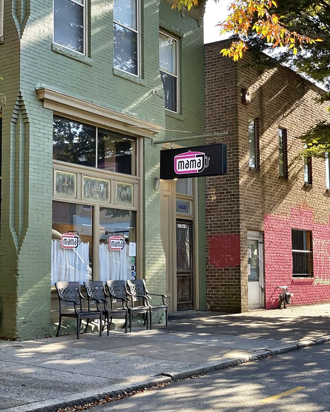 Four chairs outside for when you need to sit down and contemplate the life-changing chicken you just experienced.