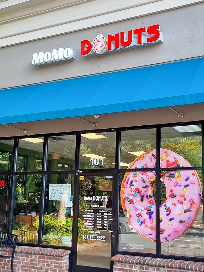That giant donut window display isn't subtle &ndash; and honestly, why should it be? 