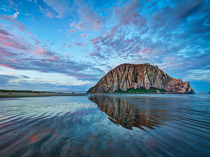 When the light hits just right, this ancient volcanic plug transforms into California's own natural lighthouse.