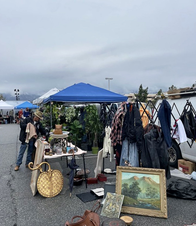 Eclectic vintage finds create a charming outdoor museum where everything has a reasonable price.