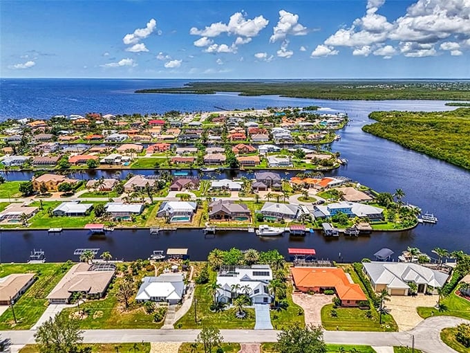Port Charlotte's waterfront homes sit like chess pieces on a blue board. Check mate, winter blues!