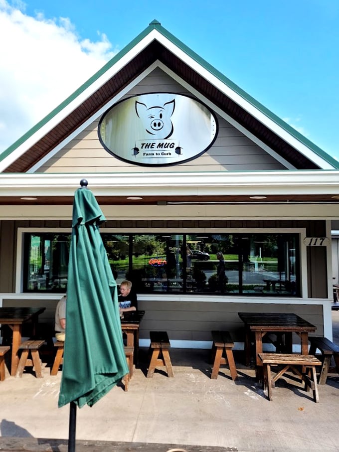 Modern meets tradition at The Mug &ndash; where farm-fresh meets deep-fried perfection under that green roof. 