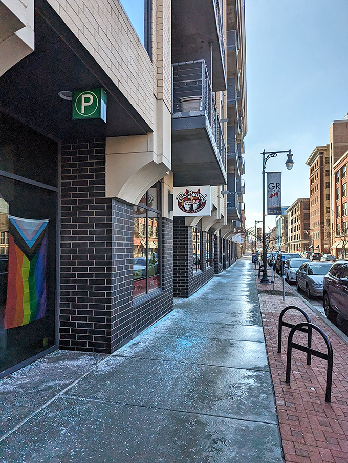 Downtown Grand Rapids gets a dose of personality from this corner spot that takes food seriously, itself less so.
