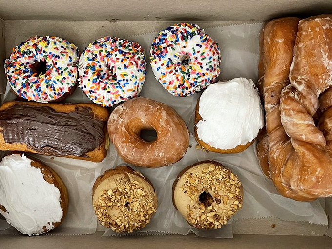 A dozen reasons to smile in one convenient box. The sprinkled ones are practically wearing party hats.