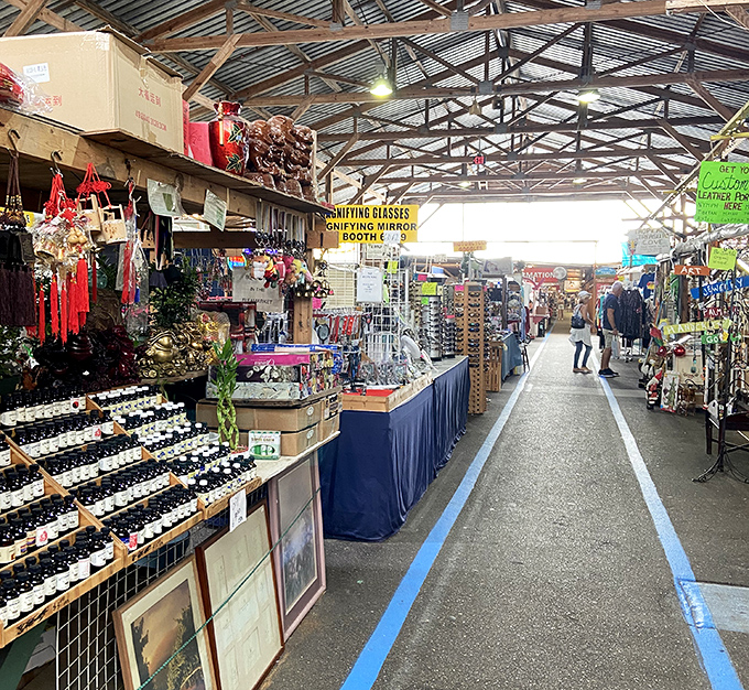 The blue line leads to discovery. Follow this path through vendor stalls and you'll find everything except maybe self-restraint.