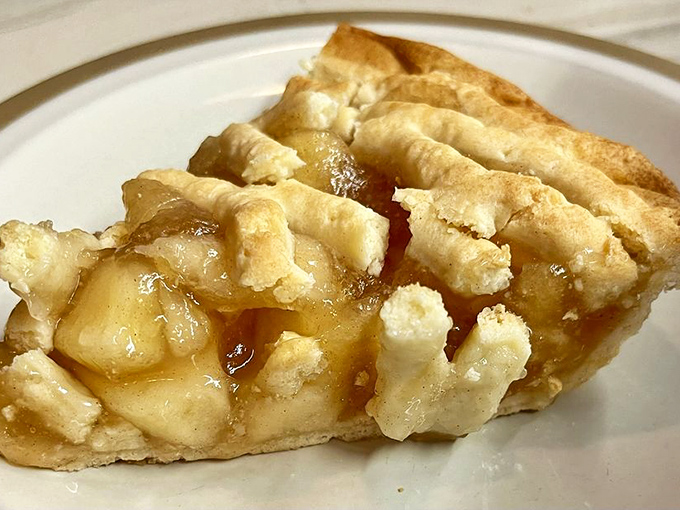 Apple pie that makes you understand why people used to cool these things on windowsills &ndash; flaky, golden, and bursting with fruit.