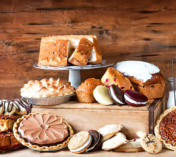 A dessert tableau that would make Renaissance painters weep. Pies, whoopie pies, and cookies arranged with the care usually reserved for museum pieces.
