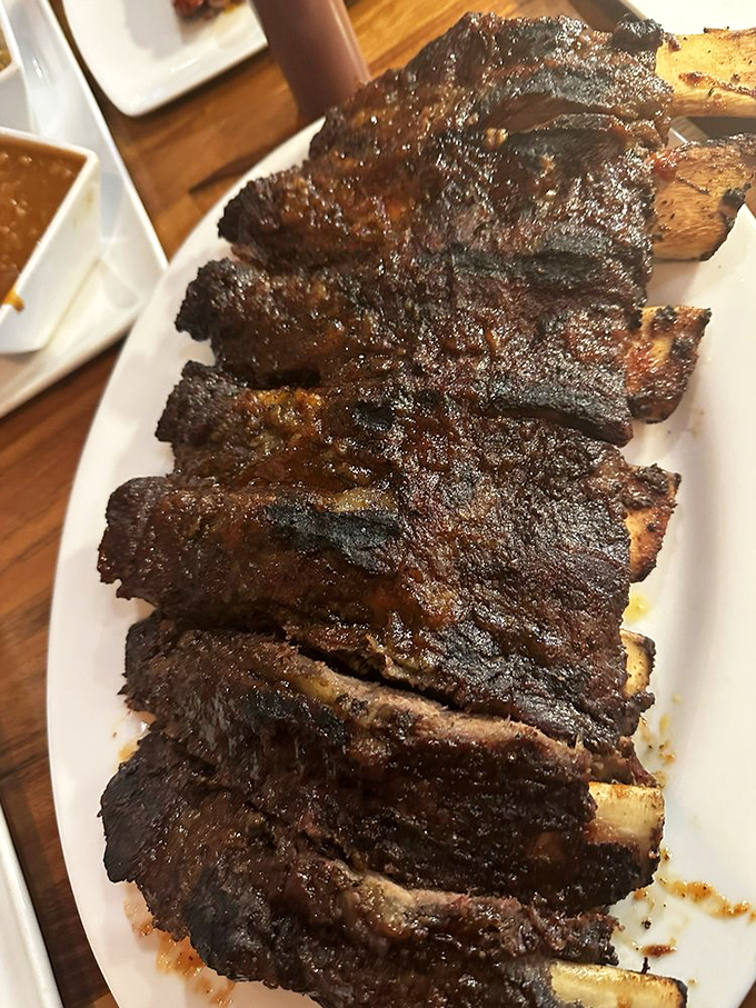 These ribs have the kind of bark that makes you want to howl with joy. The perfect marriage of smoke, spice, and time that makes barbecue worth the wait.