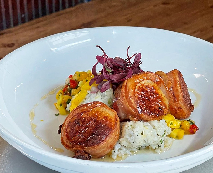 Bacon-wrapped scallops: where "too much of a good thing" proves to be exactly the right amount.