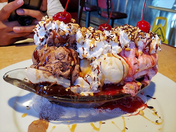The banana split that makes you remember why sharing dessert was invented, though you won't want to.
