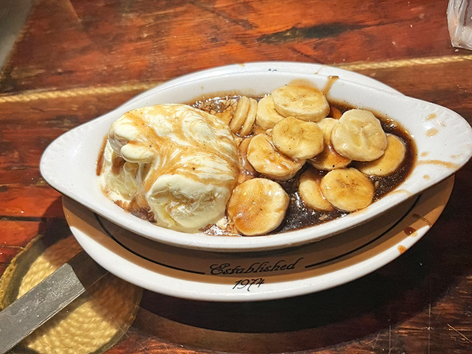 Bananas Foster that makes tableside theater seem like the best show in town. Caramelized bananas swimming in a sauce worth bottling and taking home.