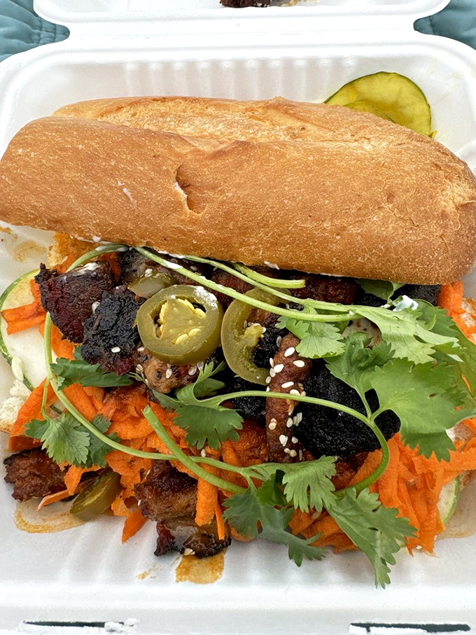 East meets West in this brilliant Banh Mi, where smoky brisket finds its soulmate in fresh cilantro and pickled vegetables.