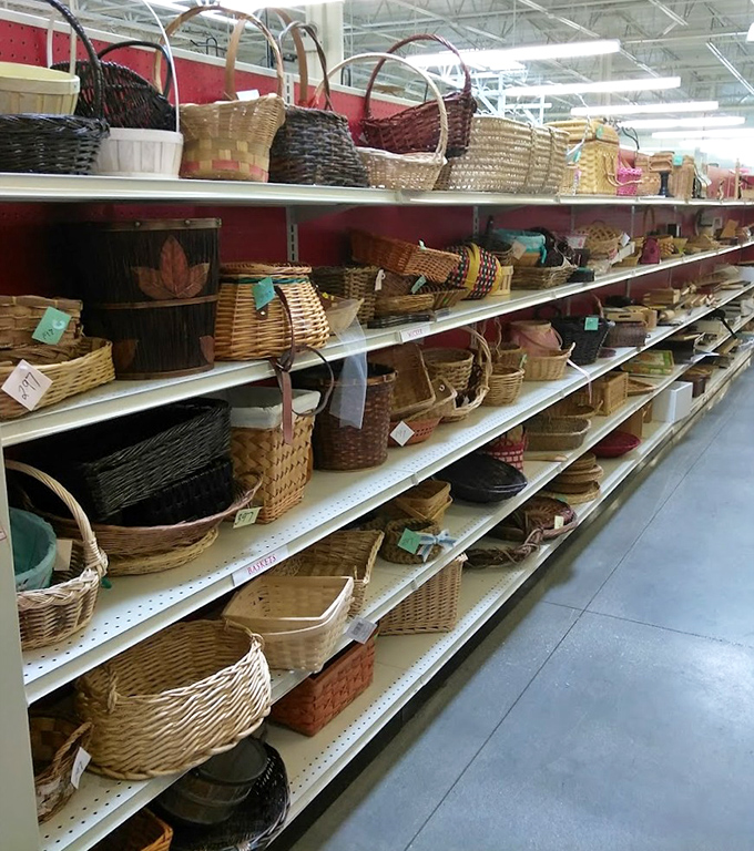 Basket paradise! From picnic-ready wickers to storage solutions, this aisle proves one person's "too many baskets" is another's perfect find.
