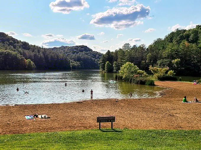 Beach day in Ohio? You bet! Dow Lake's sandy shore offers all the relaxation of a coastal vacation without the sharks or saltwater hair.