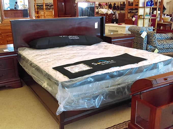 Sleep like royalty without the royal price tag. This elegant bed frame and new mattress combo proves second-hand doesn't mean second-best.