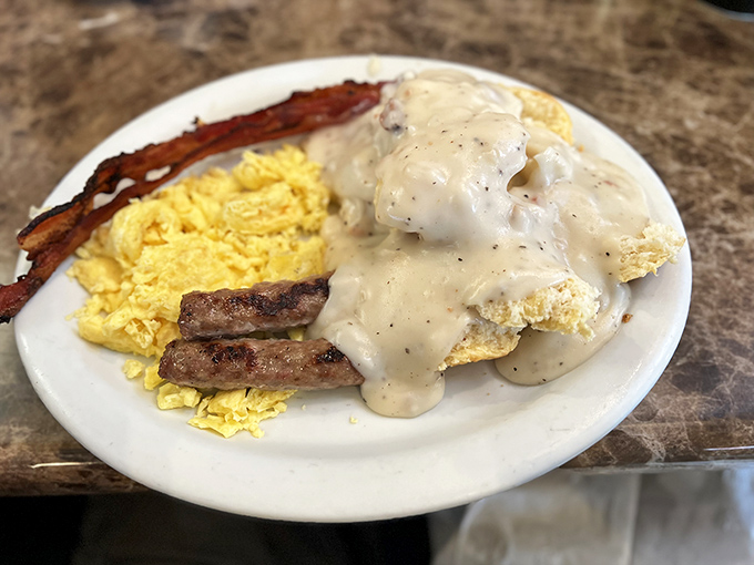 Biscuits and gravy: the breakfast equivalent of a warm hug from your favorite grandparent. Comfort food that means business.