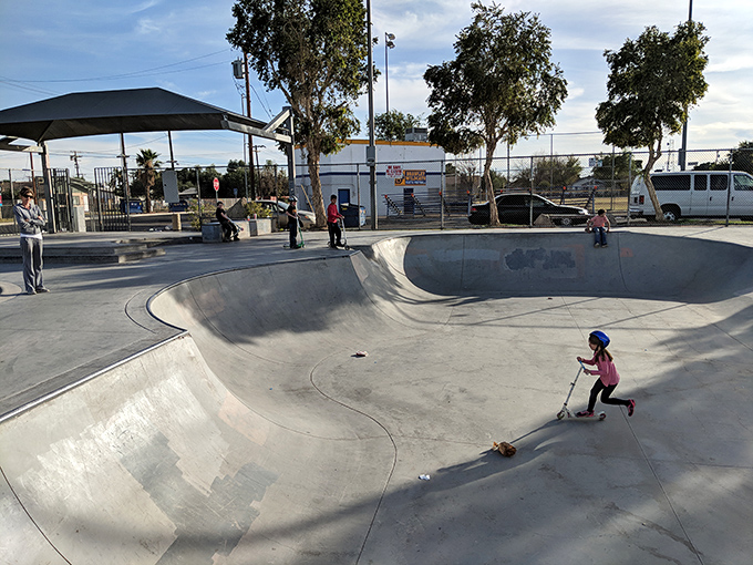 The Blake Davis Skateboard Park offers desert youth a concrete playground where gravity becomes optional and summer heat is just part of the challenge.