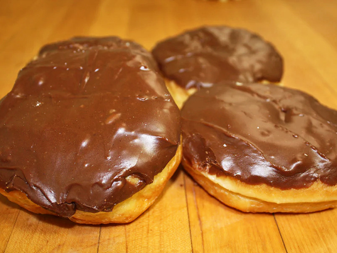 Chocolate-topped donuts that don't mess around. That's not just icing&mdash;it's a commitment to excellence that puts chain shops to shame.