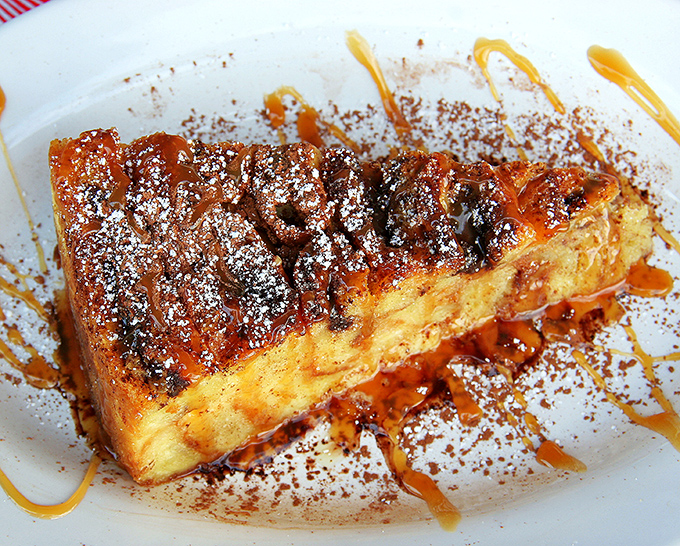 Bread pudding that makes you question all other desserts&mdash;caramelized, custardy, and drizzled with a sauce that should be illegal in several states.