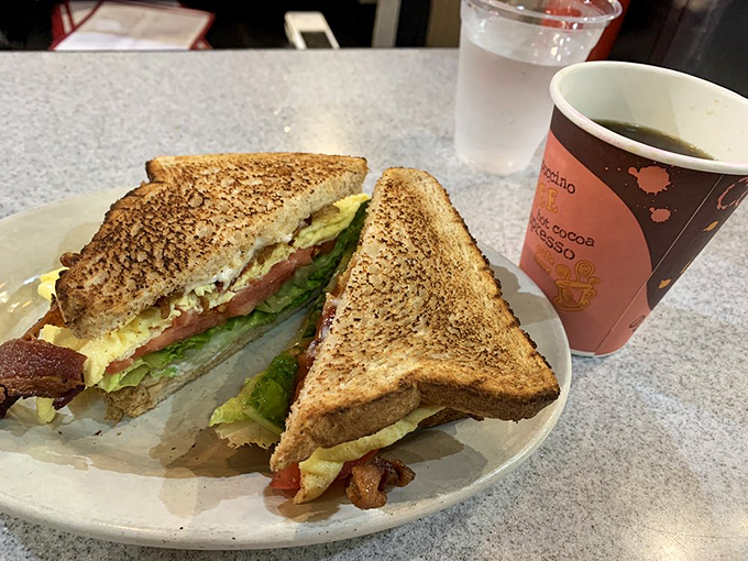 Breakfast sandwiches elsewhere suddenly seem inadequate. This creation proves that sometimes the simplest combinations&mdash;eggs, bacon, lettuce, tomato&mdash;make the most profound statements.
