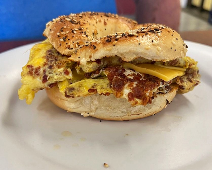 The breakfast sandwich that could broker world peace &ndash; layers of egg and cheese in perfect harmony.