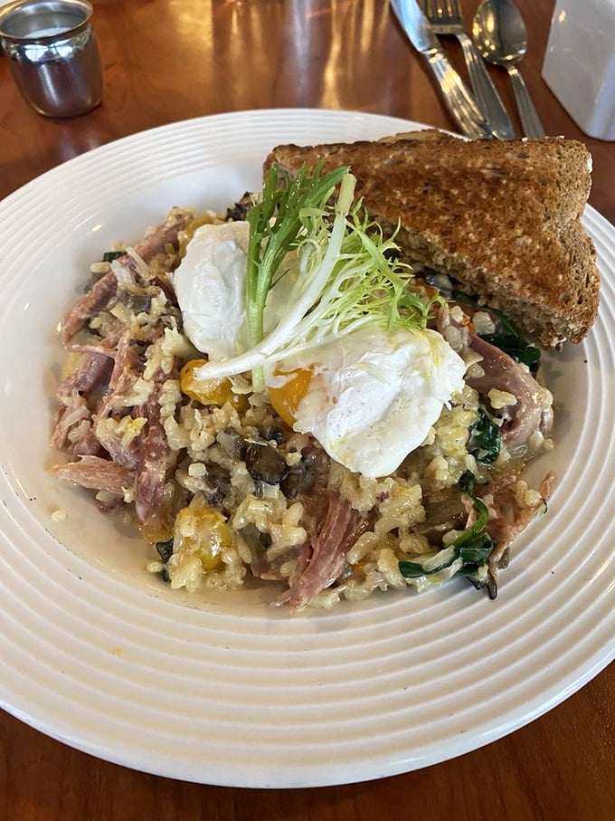 Breakfast risotto that makes you question everything you thought you knew about morning meal possibilities and boundaries.