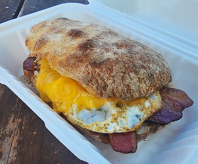 When your breakfast sandwich needs two hands and complete attention, you're doing it right.