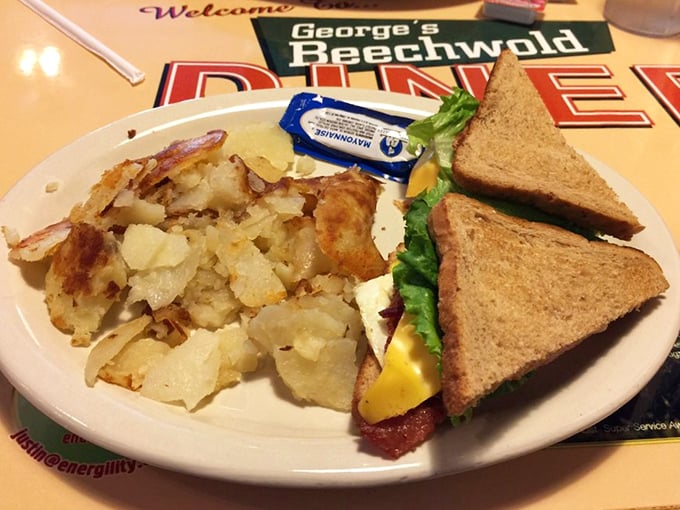 The breakfast sandwich trinity: crispy potatoes, perfectly toasted bread, and enough protein to fuel your morning. Simple pleasures done absolutely right.