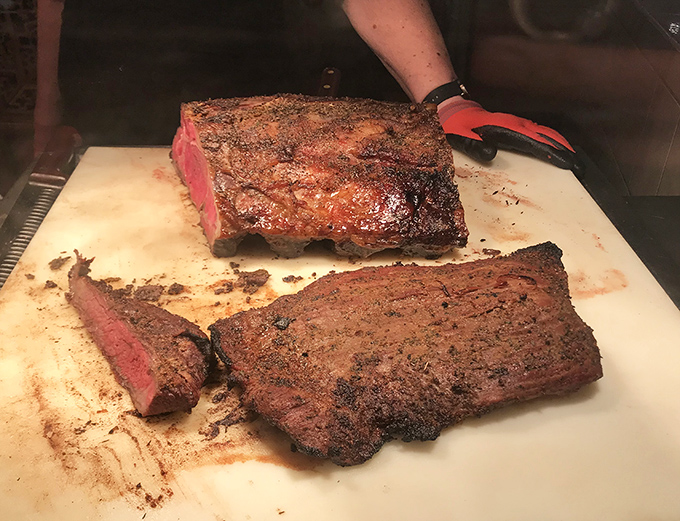 When meat meets heat and time with respect, you get this&mdash;a brisket cut that reveals that perfect pink smoke ring, the barbecue equivalent of finding buried treasure.
