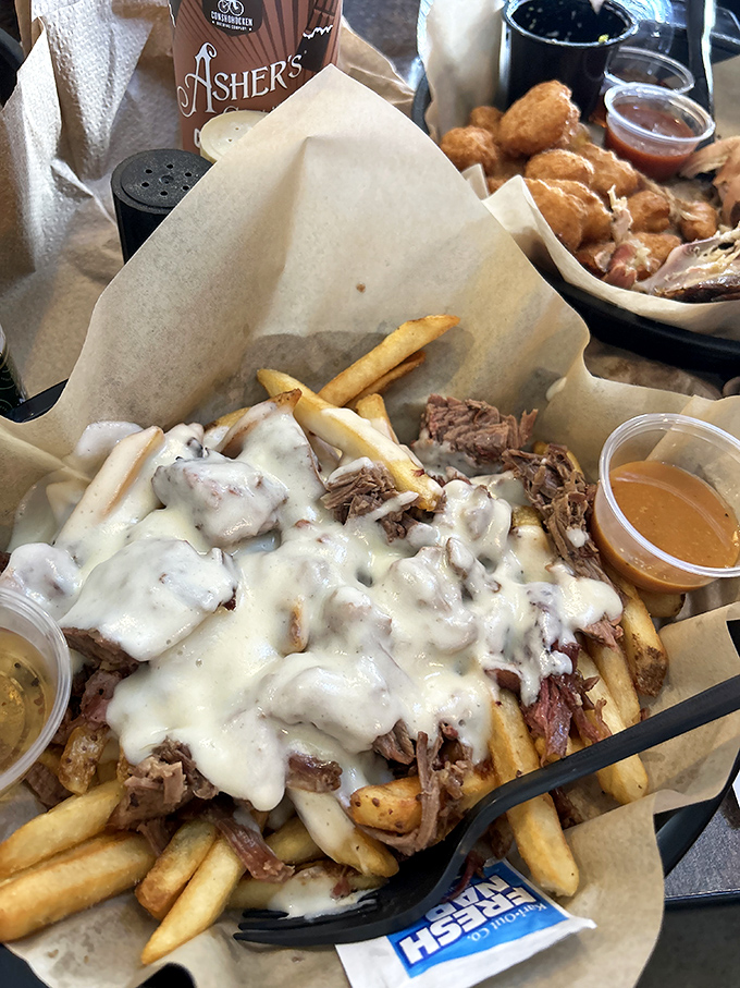 Brisket fries: where comfort food meets culinary genius. The cheese sauce should be classified as a controlled substance.