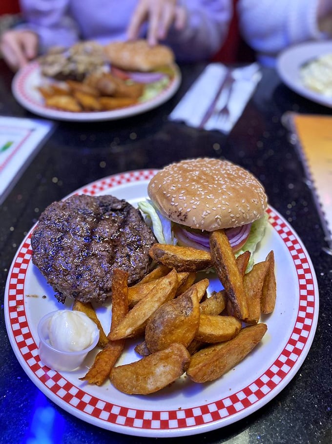 The burger-fries alliance remains undefeated. Those golden wedges aren't just side dishes—they're the supporting actors who deserve their own Oscar.