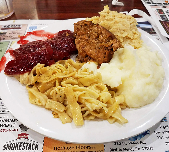 Comfort food's greatest hits album on a single plate. Those butter noodles could make even the most sophisticated food critic weep with joy.