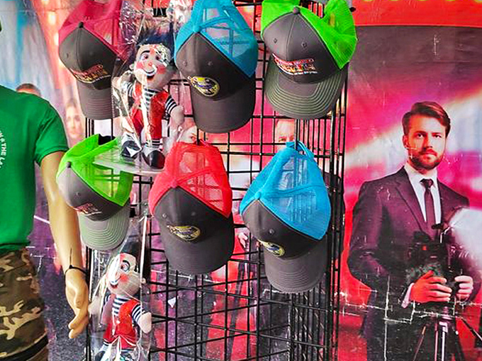 Baseball caps featuring everything from cartoon characters to dapper gentlemen. Identity shopping in its most literal form&mdash;who do you want to be today?