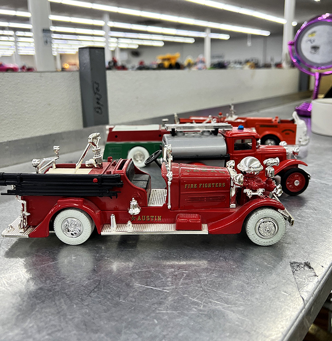 Miniature fire trucks with maximum nostalgic appeal. Every grandfather's inner eight-year-old is already reaching for his wallet.