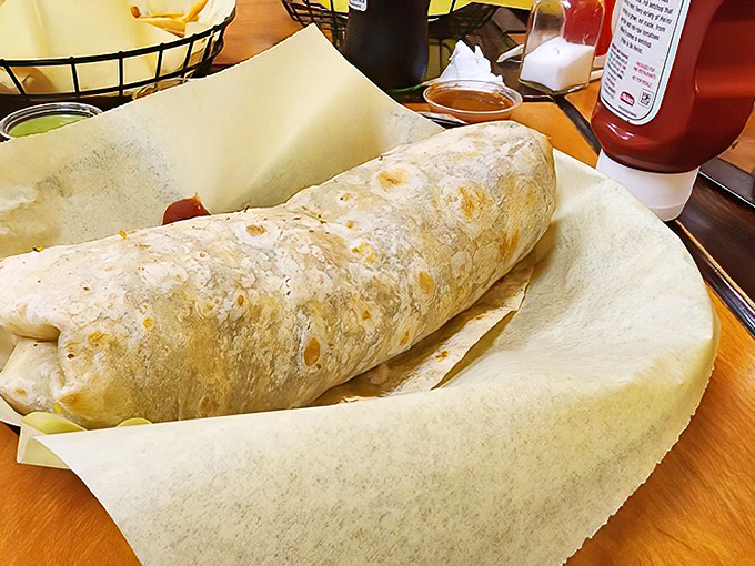 This burrito isn't just a meal; it's a commitment—a glorious, flour-wrapped promise that you won't be hungry again until sometime next Tuesday.