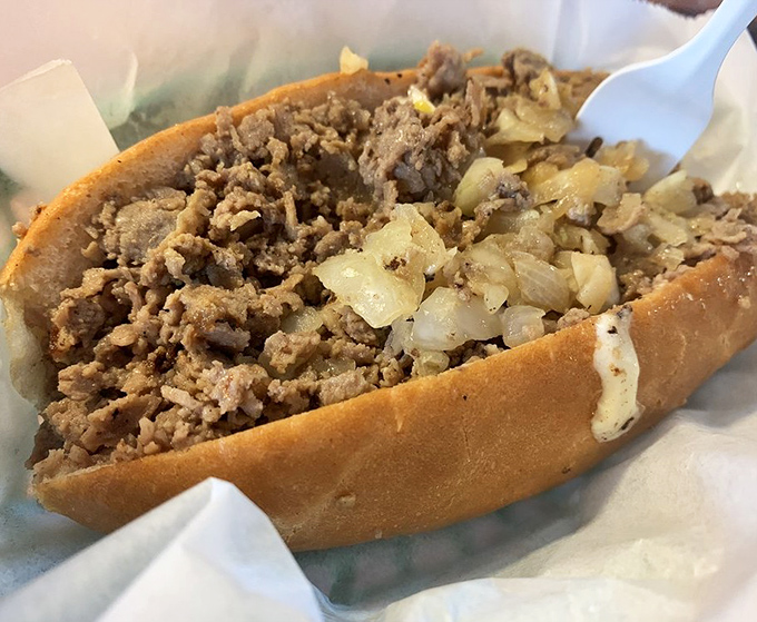 The classic cheesesteak in its natural habitat&mdash;no pretense, no gimmicks, just beef, onions, and a roll that knows its purpose in life.