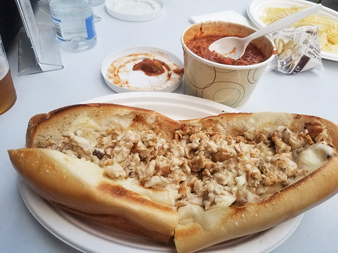 Behold the cheesesteak that dreams are made of &ndash; perfectly melted cheese cascading over tender beef in crusty perfection.