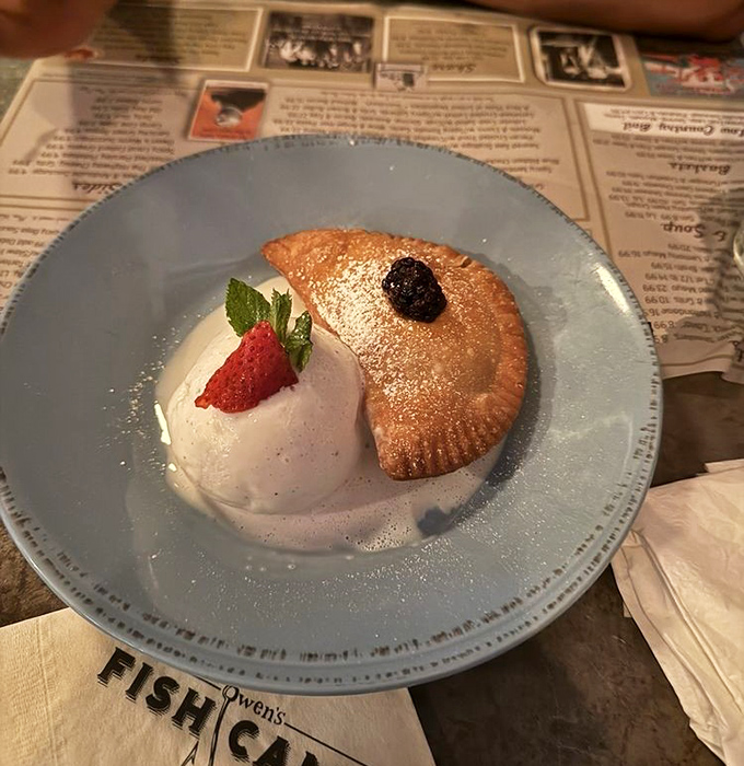 A hand pie that whispers "vacation calories don't count" while the ice cream slowly surrenders to Florida's perpetual summer.