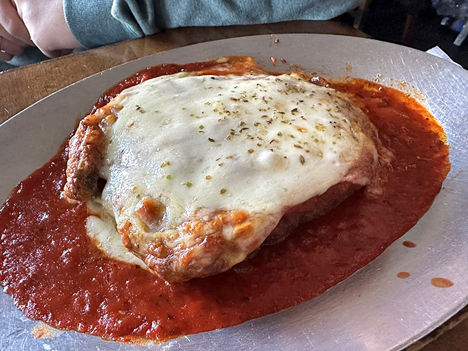 Chicken parmigiana swimming in marinara with melted cheese that stretches to the heavens&mdash;this is what comfort food dreams are made of.