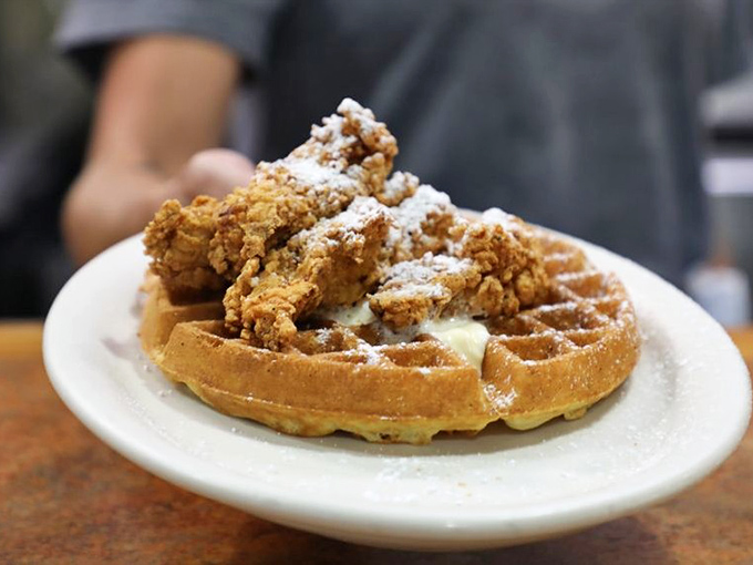 Chicken and waffles&mdash;the breakfast-meets-lunch romance that proves opposites really do attract. That powdered sugar dusting? Just showing off at this point.