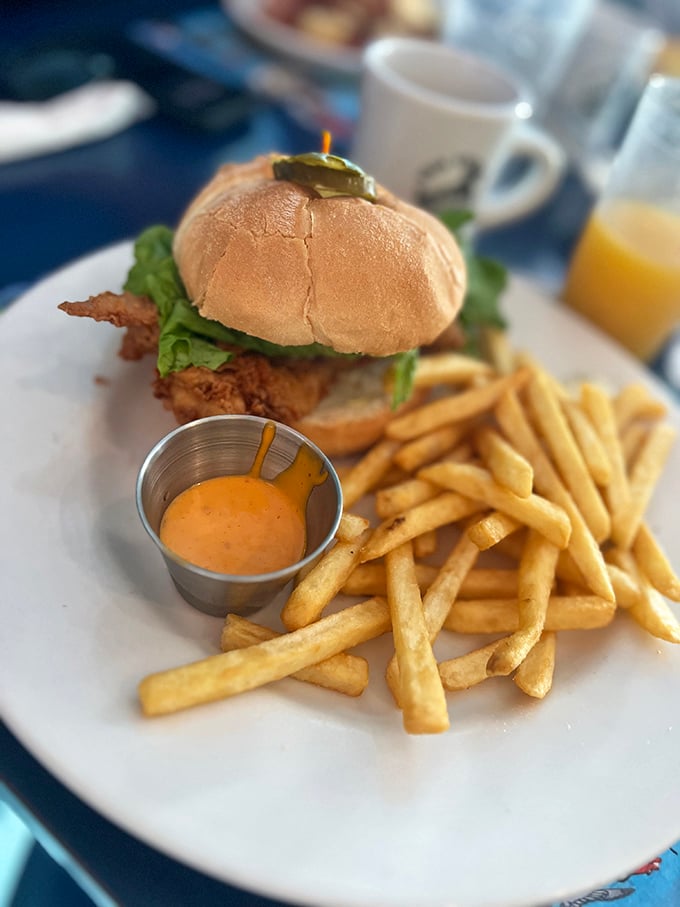 This isn't just a chicken sandwich; it's a handheld masterpiece with the perfect sauce-to-crunch ratio that would make Colonel Sanders weep. 