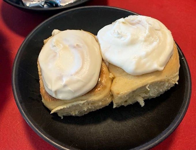 Dessert that doesn't need a fancy French name—just sweet, cinnamon-laced perfection topped with a cloud of cream cheese frosting.