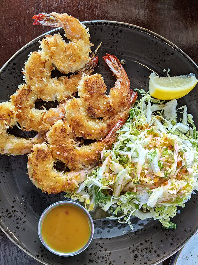 These coconut shrimp have the perfect tan that I've been trying to achieve my entire life. Crispy, sweet, and utterly irresistible.